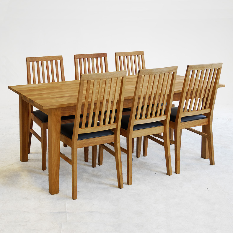 Matgrupp: Tammerfors matbord - 180x90 - oljad ek + 6 x Tammerfors stol ...