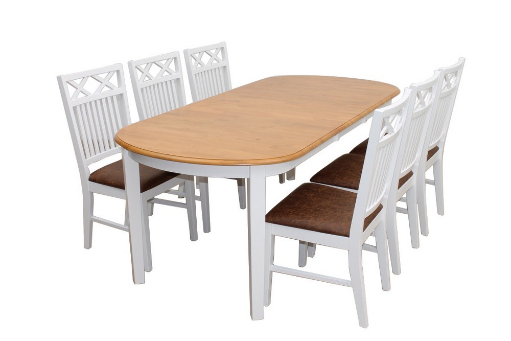 Ramnäs oval matgrupp - Bord inklusive 6 st stolar - Vit/ek - 9190 kr ...