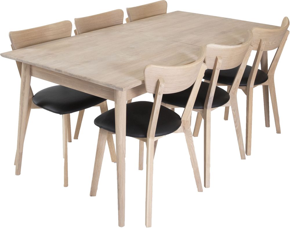 Sofia matgrupp inkl. 6 st Eksjö stolar - Vitoljad ek/svart PU - 12595 ...