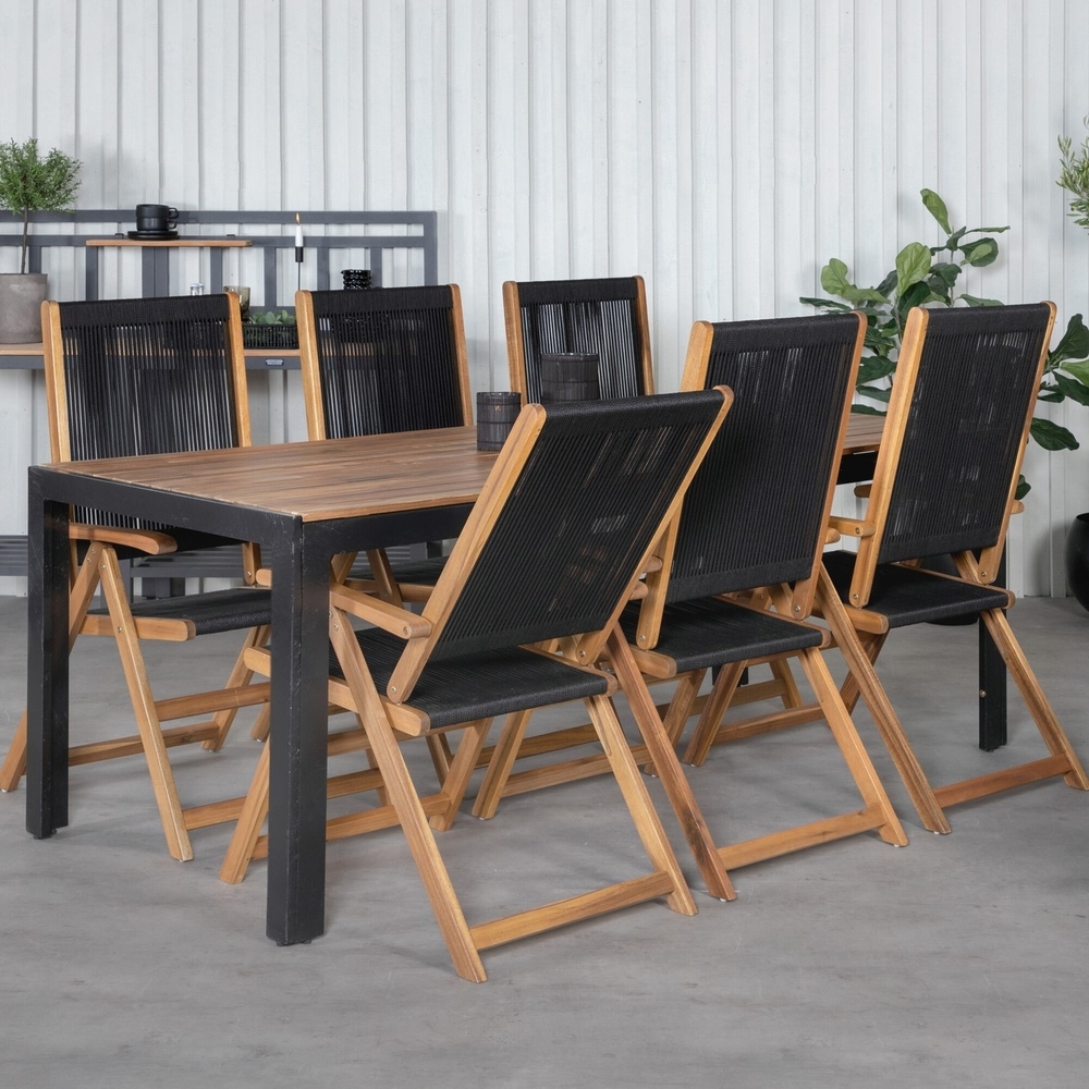Bois utematgrupp med 6 st Little John stolar - Svart/Natur - 16390 kr ...
