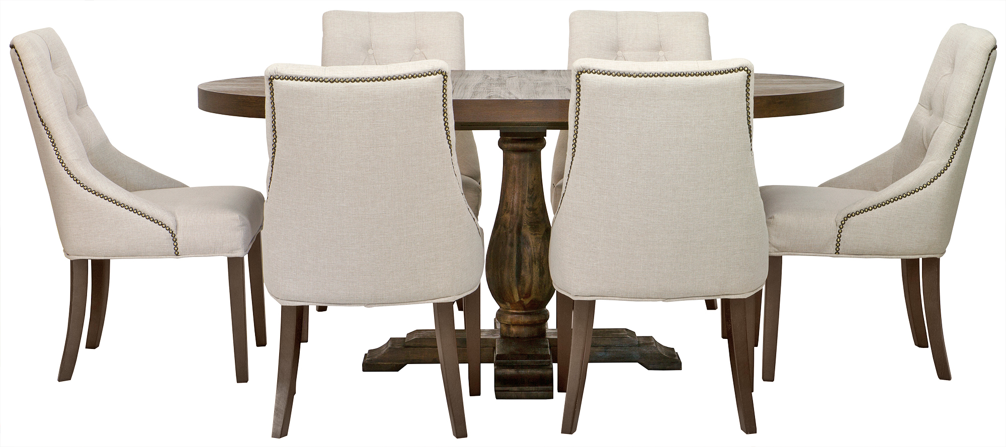 Matgrupp: Lamier matbord runt + 6 st Tuva Europa beige stolar - 33995 ...