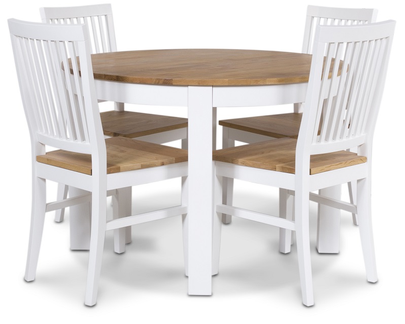 Dalarö matgrupp runt bord + 4 stolar - Vit/ek - 4990 kr - Matgrupper ...