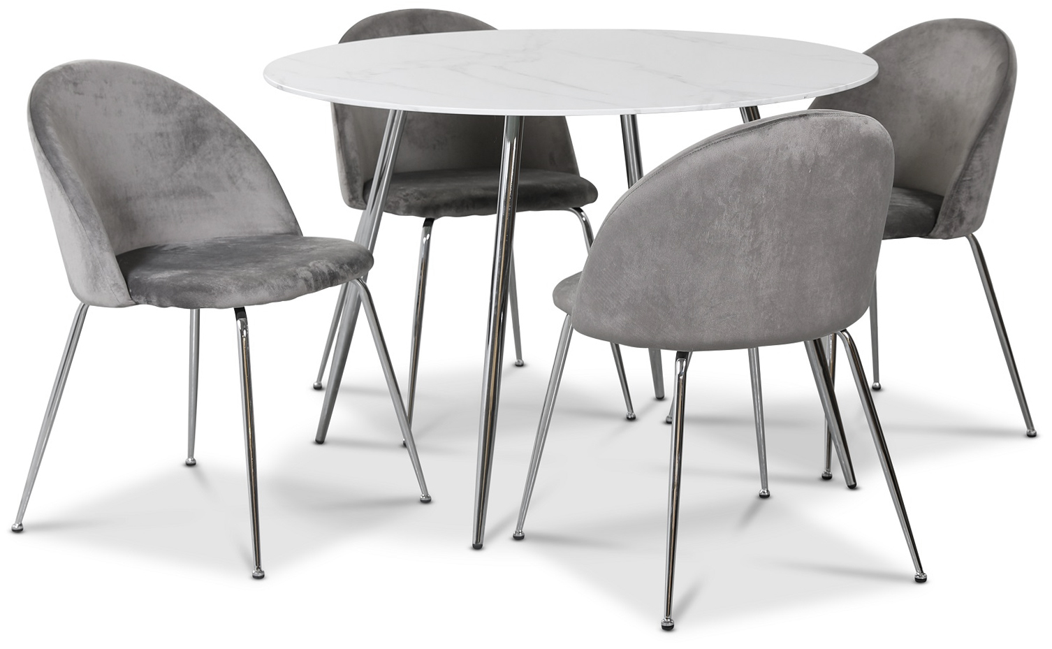 Art matgrupp, 110 cm runt bord + 4 st grå Art stolar - 8395 kr ...