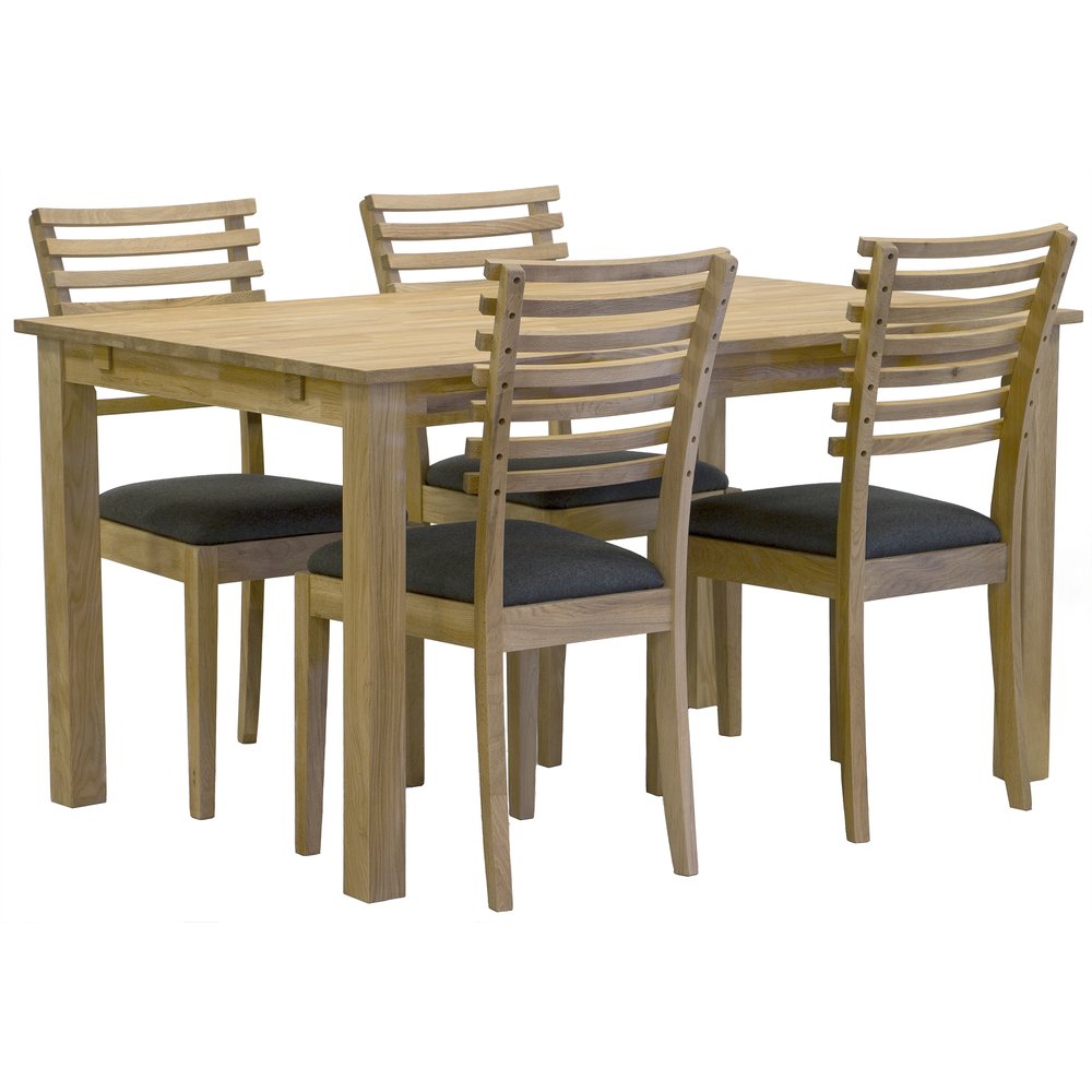 Matgrupp: Ekehof matbord - oljad ek - 140 cm + 4 st Emma stol - oljad ...