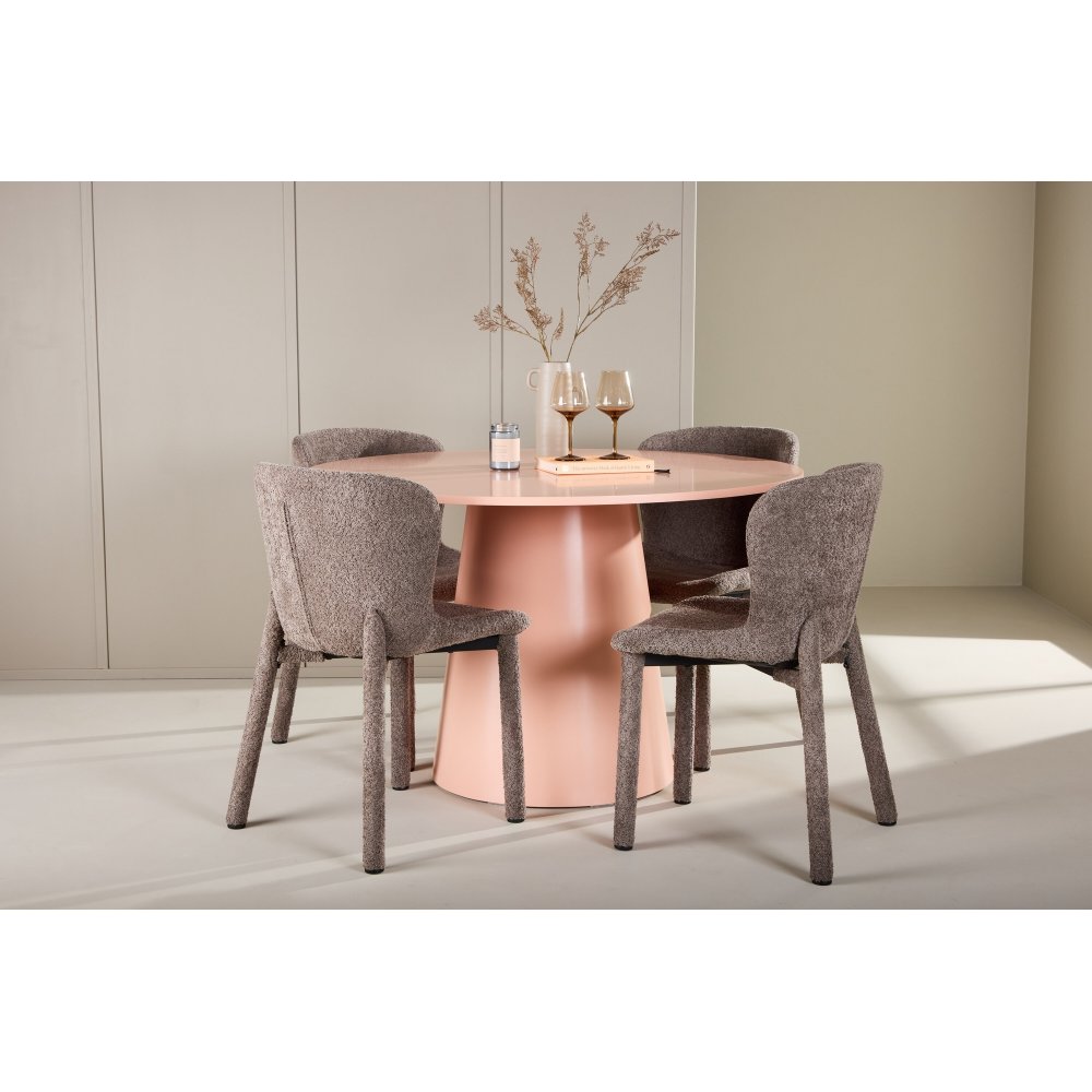Matbord Lanzo med 4 st Astoria stolar - Beige/rosa/brun + 4.00 x ...