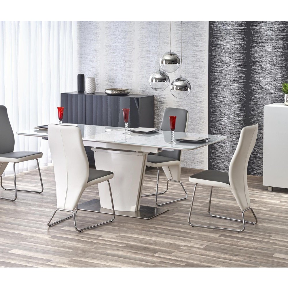 Aage matbord utdragbart 160-200 cm - Vit högglans - 6490 kr - Matbord ...