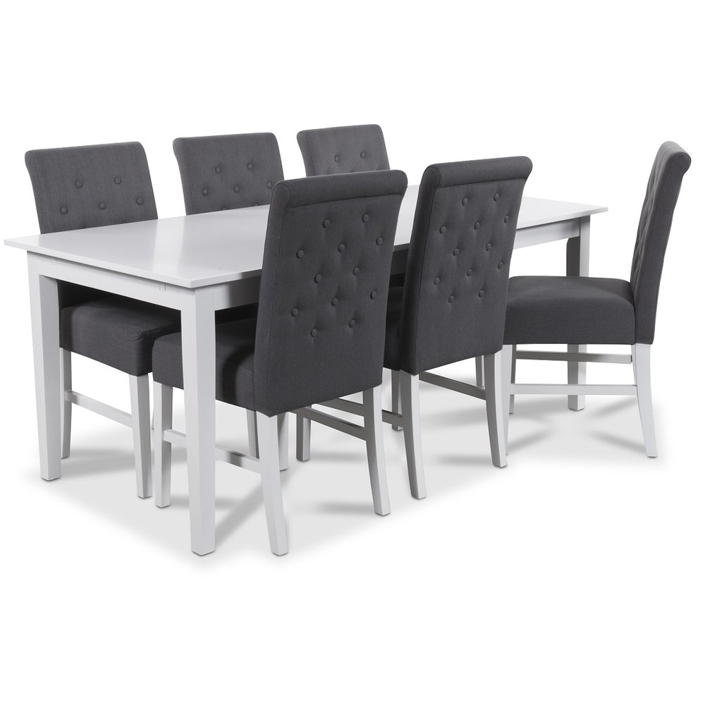 Balder matgrupp 180 cm bord med 6 st Twitter matstolar i grått tyg ...