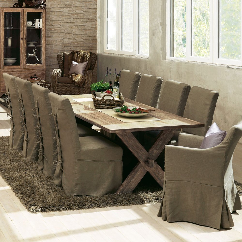 Matgrupp: Rochelle matbord - Grått + 6 x Rochelle stol - Lin - 15595 kr ...