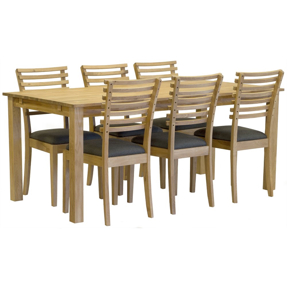 Matgrupp: Ekehof matbord - oljad ek - 180 cm + 6 st Emma stol - oljad ...