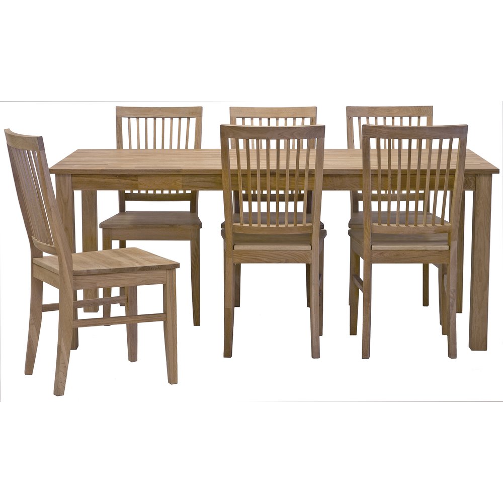 Matgrupp: Ekehof matbord - oljad ek - 180 cm + 6 st Selma stol - oljad ...